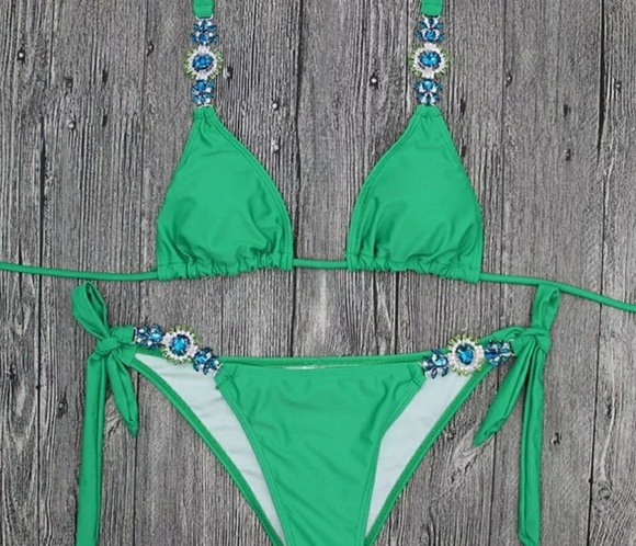 Swim | Rhinestones Jeweled Bikini Swimwear | Poshmark